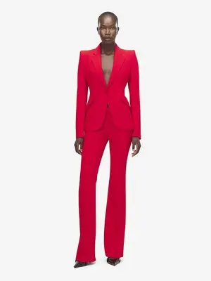 Alexander McQueen Single-breasted Leaf Crepe Jacket - Red