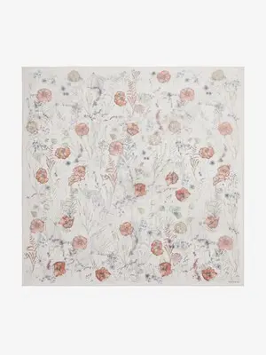 Alexander McQueen Spider Floral Scarf - Ivory/red