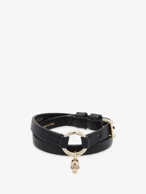 Alexander McQueen Skull Ring Double Wrap Bracelet - Black