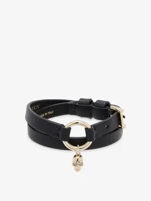 Alexander McQueen Skull Ring Double Wrap Bracelet - Black