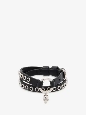 Alexander McQueen Skull Ring Double Wrap Bracelet