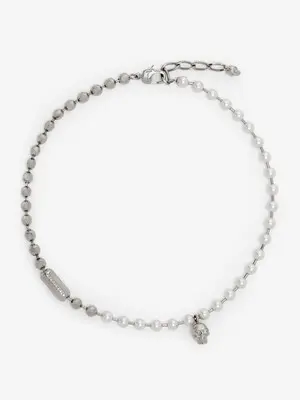 Alexander McQueen Skull And Pearl Necklace - Palladium