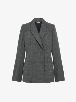 Alexander McQueen Flecked Glen Check Double-breasted Jacket