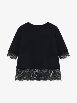 Alexander McQueen Lace Detail T-shirt - Black