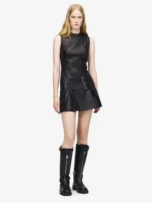 Alexander McQueen Leather Double Belt Mini Dress