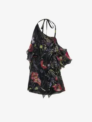 Alexander McQueen Meadow Floral Print Asymmetric Top