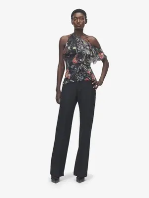 Alexander McQueen Meadow Floral Print Asymmetric Top