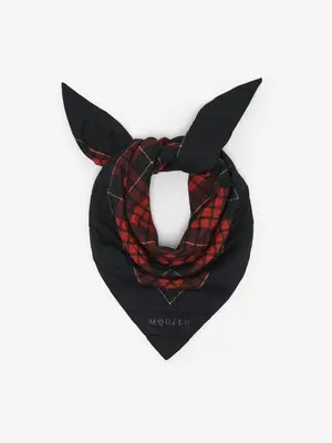 Alexander McQueen Quilted Tartan Scarf - Black/red