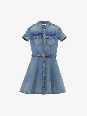 Alexander McQueen Denim Mini Dress - Washed Blue