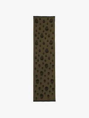 Alexander McQueen Skull Wool Jacquard Scarf - Green
