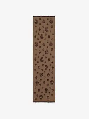 Alexander McQueen Skull Wool Jacquard Scarf - Tan