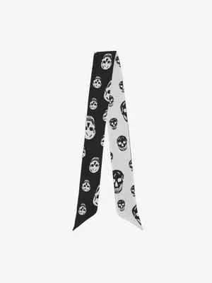Alexander McQueen Ribbon Skull Scarf - Black/ivory