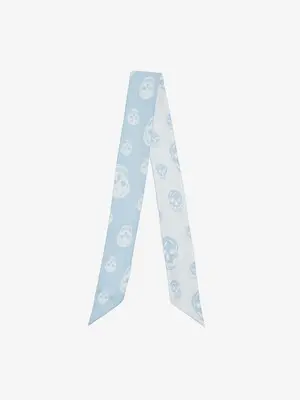 Alexander McQueen Ribbon Skull Scarf - Light Blue