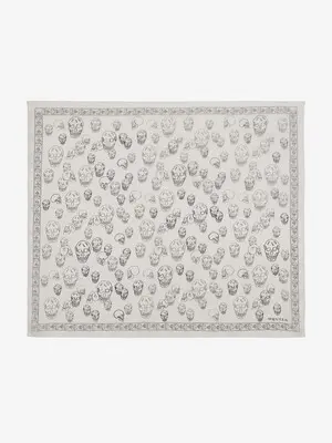 Alexander McQueen Hand-painted Skull Foulard - Ivory/black
