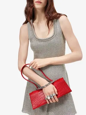 Alexander McQueen Jewelled Top Handle Bag - Red