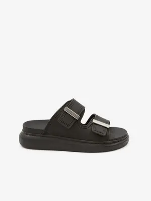 Alexander McQueen Oversized Hybrid Slides - Black/silver