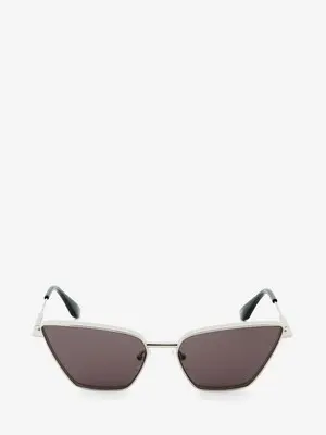 Alexander Mcqueen Silver Tone Eyewear For Women