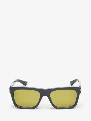 Alexander McQueen City T-bar Rectangular Sunglasses - Grey/yellow