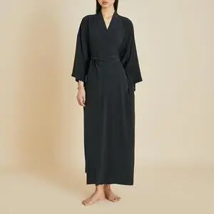 Olivia Von Halle Queenie Robe - Black