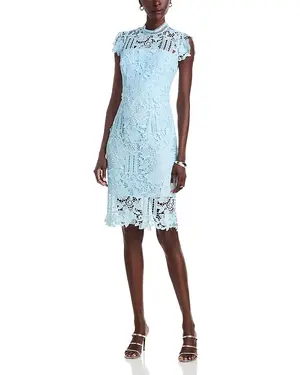 Eliza J Mock Neck Sheath Dress - Blue