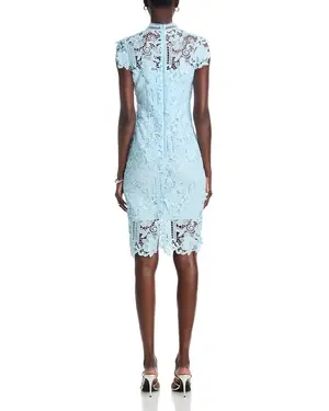 Eliza J Mock Neck Sheath Dress - Blue