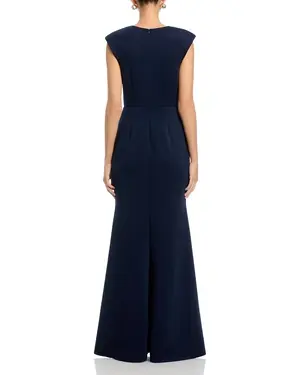 Eliza J Extended Shoulder Drape Front Gown