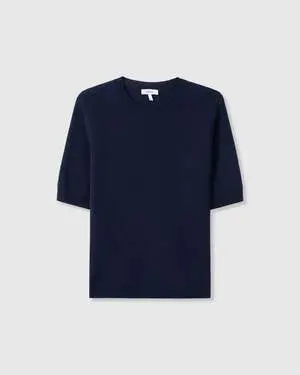 CASASOLA Dora Linen Knit Top - Navy