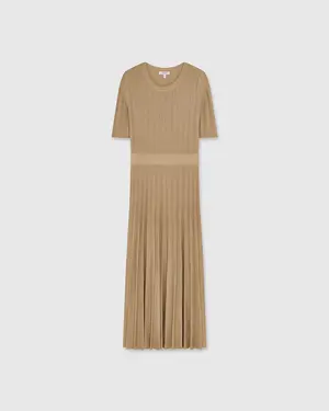 CASASOLA Annamaria Pointelle Dress - Camel