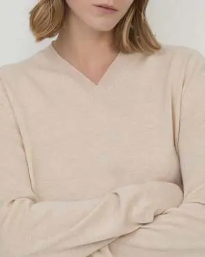 CASASOLA Giada V-neck Sweater - Sand