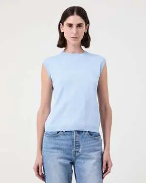CASASOLA Milena Linen Top - Light Blue