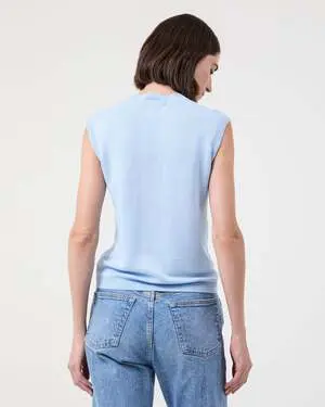 CASASOLA Milena Linen Top - Light Blue