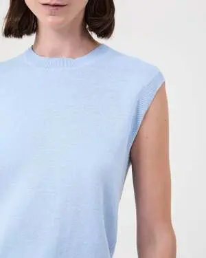 CASASOLA Milena Linen Top - Light Blue