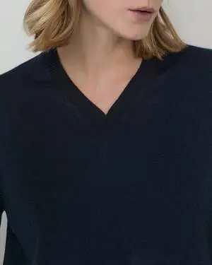 CASASOLA Giada V-neck Sweater - Navy