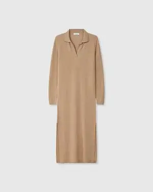 CASASOLA Daria Linen Knit Midi Dress - Camel