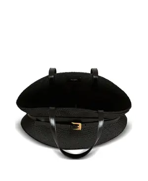 Balmain Shuffle Medium Bag In Calfskin Leather And Raffia - Black