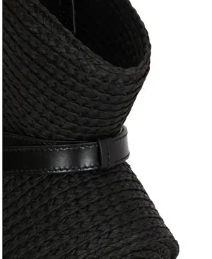 Balmain Shuffle Medium Bag In Calfskin Leather And Raffia - Black