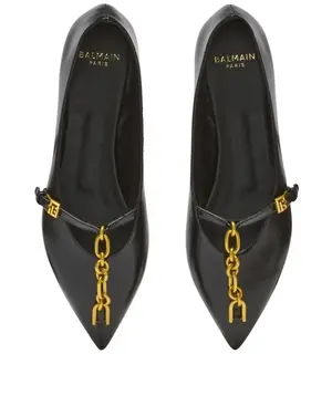 Balmain Shiny Sync Ballet Flats - Black