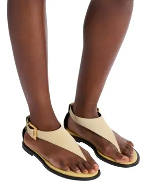 Balmain Anthem Flat Thong Sandals - Beige
