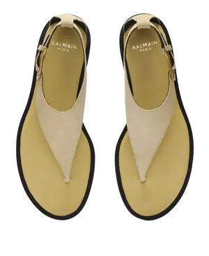 Balmain Anthem Flat Thong Sandals - Beige
