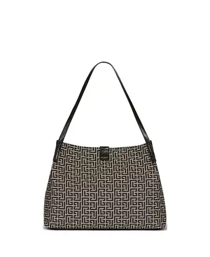 Balmain Monogram Jacquard Medium Release Shopper Bag - Black
