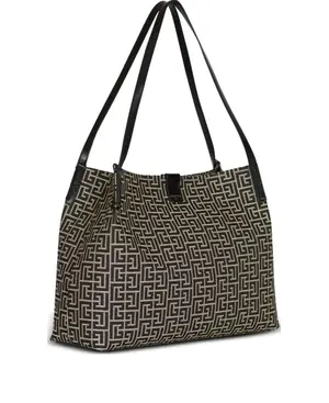 Balmain Monogram Jacquard Medium Release Shopper Bag - Black