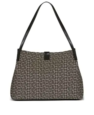 Balmain Monogram Jacquard Medium Release Shopper Bag - Black