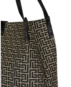 Balmain Monogram Jacquard Medium Release Shopper Bag - Black