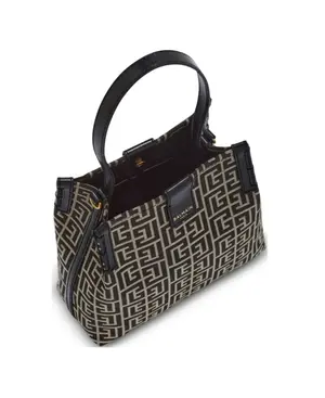 Balmain Jacquard And Calfskin Bucket Bag