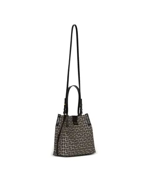 Balmain Jacquard And Calfskin Bucket Bag