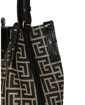 Balmain Jacquard And Calfskin Bucket Bag