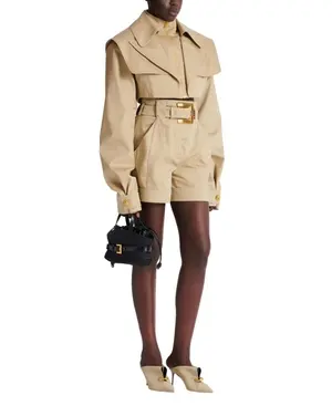 Balmain Shuffle Mini Bag In Calfskin And Raffia - Black
