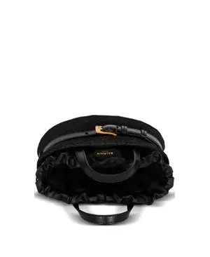 Balmain Shuffle Mini Bag In Calfskin And Raffia - Black
