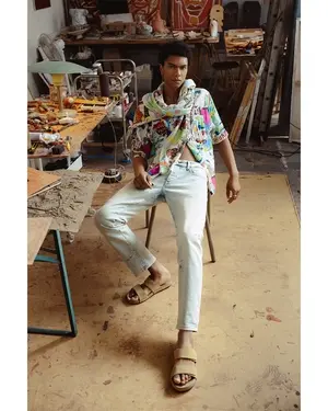 Scotch & Soda Basquiat Printed Relaxed Fit Short Sleeve Shirt