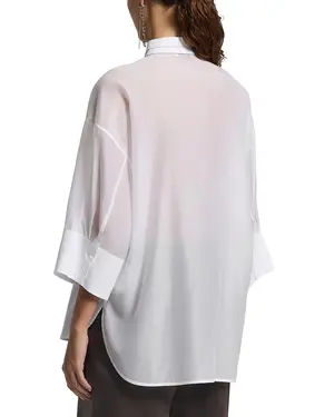 Peserico Mixed Media Wide Sleeve Blouse